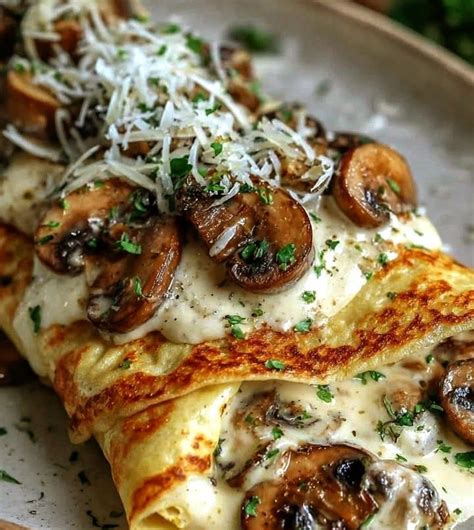 Savory Crepes With Mushrooms And Creamy Sauce Full Recipe