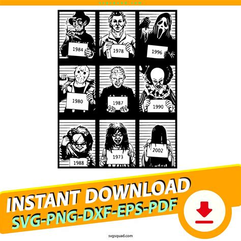 Horror Movie Girls Svg Png Hallowen Pink Horror Characters Cricut