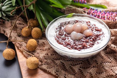 Close Up Soft Sweet Purple Sticky Rice Pudding Black Glutinous Rice