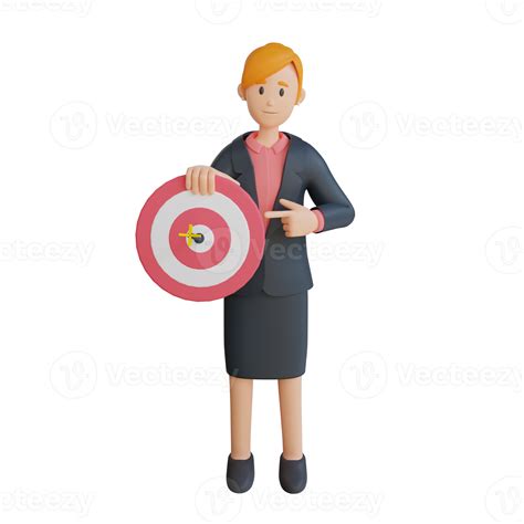 Businesswoman Showing Her Target D Character Illustration PNG