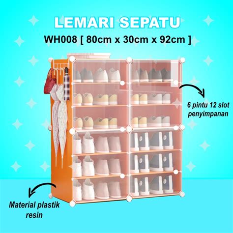 Rak Sepatu 12 Susun Plastik Tertutup Murah Lemari Sepatu Kotak Sepatu