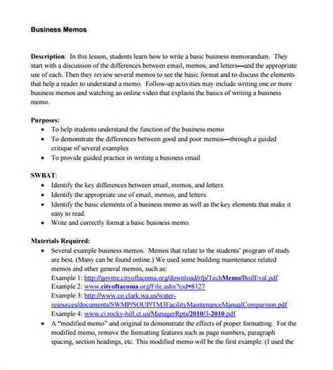 6 Business Memo Samples Sample Templates