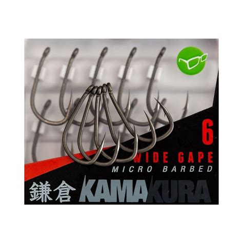 Korda Kamakura Hooks - Wide Gape - Barbed in Carbon