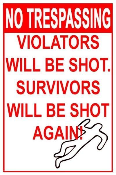 10 Pieces 1175x8 Metal Sign No Trespassing Violators Will Be Shot