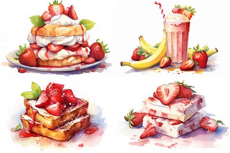 Strawberry Fruit Watercolor Collection By Artsy Fartsy Thehungryjpeg