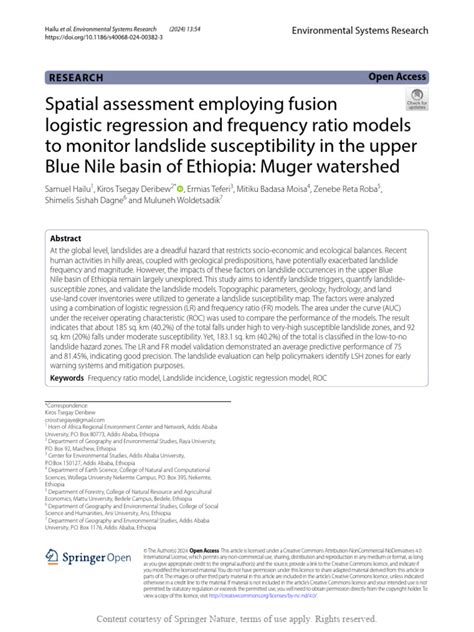 Spatial Assessment Employing Fusion Logistic Regre Pdf Landslide