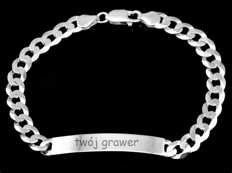 SREBRNA BRANSOLETKA PANCERKA z BLASZKĄ 8mm GRAWER 7845291839