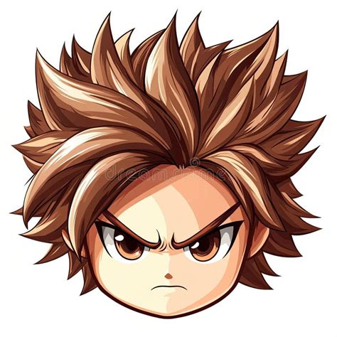 Furious Chibi Emoji With Exaggerated Spiky Hair And Intense Expression Stock Illustration