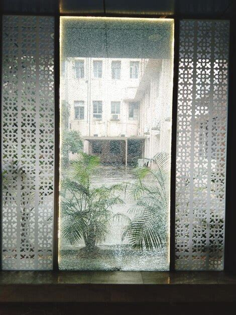 Premium Photo Reflection Of Trees On Glass Window