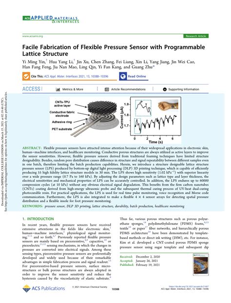Pdf Facile Fabrication Of Flexible Pressure Sensor With Programmable