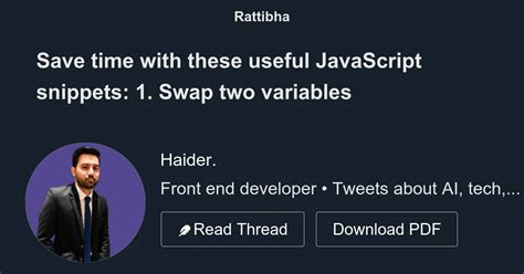 Save Time With These Useful Javascript Snippets Thread From Haider