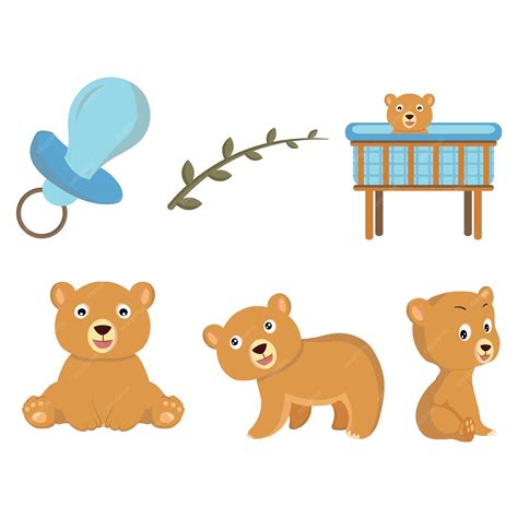 Conjunto De Clipart De Urso Bebê Perfeito Vetor Premium