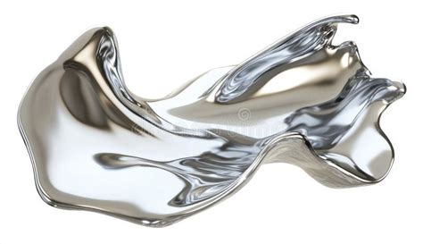 Silver Liquid Splash Abstract Metallic Flow On White Background Stock Illustration