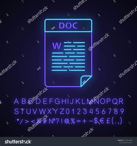Doc File Neon Light Icon Word Stock Vector Royalty Free Shutterstock