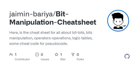 Github Jaimin Bariyabit Manipulation Cheatsheet Here Is The Cheat Sheet For All About Bit