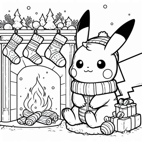 Pikachu Christmas Fargeleggingssider Pikachu Xmas Tree Etsy