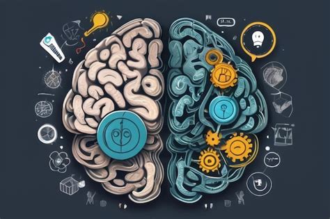 Left Right Human Brain Concept Creative Part And Logic Part With Social And Business Doodle