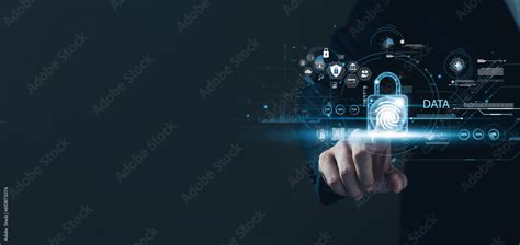 Businessman Using Fingerprints To Access Business Information