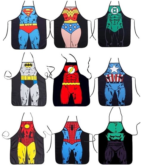 Super Hero Funny Novelty Sexy Lace Bbq Party Apron Cooking Apron Men