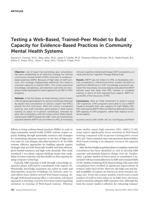 A Web Based Model For Implementing Ebp Pdf Psychotherapy
