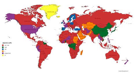 Countries Sorted By Their Adjective Form Oc Rdataisbeautiful