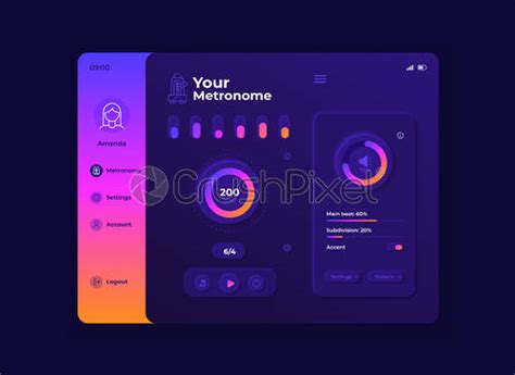 Your Metronome Tablet Interface Vector Template Mobile App Page Night