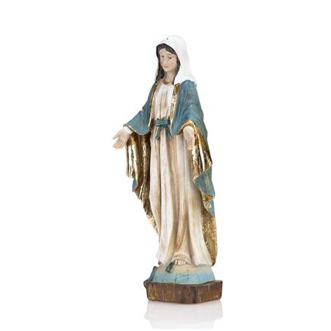 Figura De La Virgen De La Medalla Milagrosa Efecto Madera Vieja