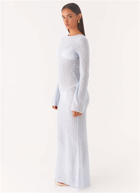 Flirty Knitted Maxi Dress Blue Peppermayo