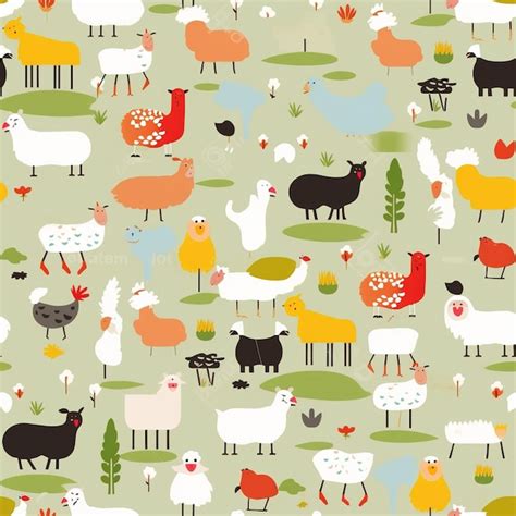 Premium Photo A Seamless Country Farm Pattern