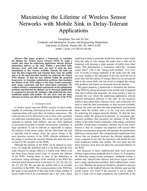 Pdf Maximizing The Lifetime Of Wireless Sensor Networks With Mobile Sink In Delay Tolerant