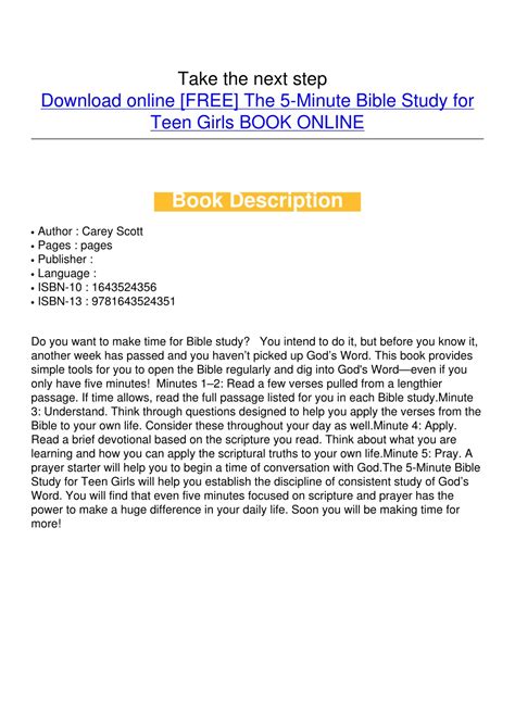 Ppt The 5minute Bible Study For Teen Girls Powerpoint Presentation