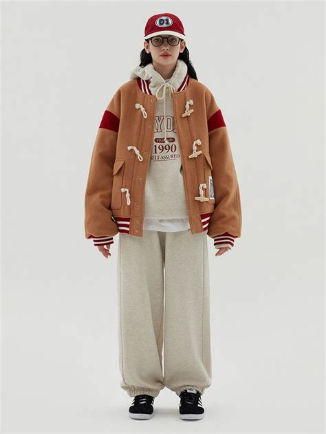 Ooi Color Block Wool Baseball Jacketbeige Baseball Jacket Outfit