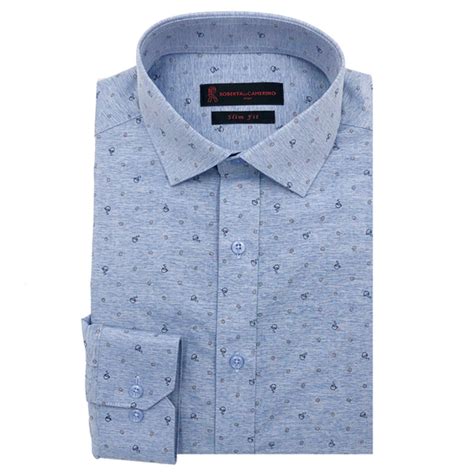 [로베르따] 남성 와이셔츠 Tc 면혼방 커피 프린트 슬림핏 긴소매 셔츠 Rk44522 이랜드몰