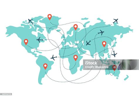 비행기 점선 노선 비행 관광 경로 경로 비행기 항공편 여정 시작 핀에서 목적지 지점 또는 경로 지도까지 점선 비행기 비행은 트랙 벡터 일러스트레이션을 시작합니다 0명에 대한