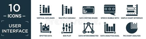 Filled User Interface Icon Set Contain Flat Vertical Data Bars Multiple Variable Vertical Bars