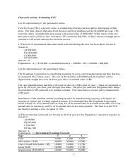 Estimating FCF With Answers Classwork Activity Estimating FCF Use The Information For The