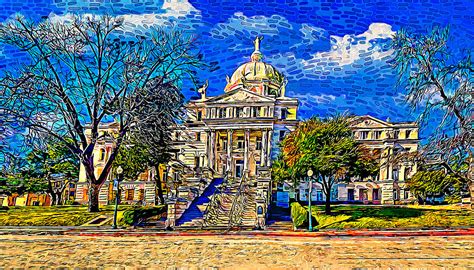 McLennan County Courthouse in Waco, Texas - impressionist painting Digital Art by Nicko Prints ...