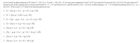 5 Let L And L { Prime } Be Affine Subspaces Of Mathbb { R } { 3 }