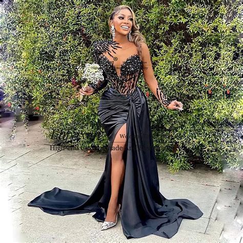 Sexy Mermaid Prom Dress For Black Girls With Beaded Crystal Formal