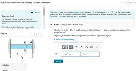 Solved Statically Indeterminate Torque Loaded Members 6 Of