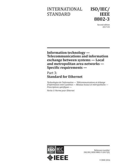 ISO IEC IEEE 8802 3 2017 Information Technology Telecommunications And Information Exchange