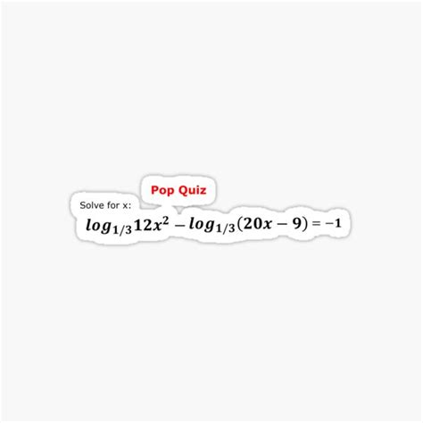 Pop Quiz Logarithmic Function Sticker For Sale By Engeluniverse