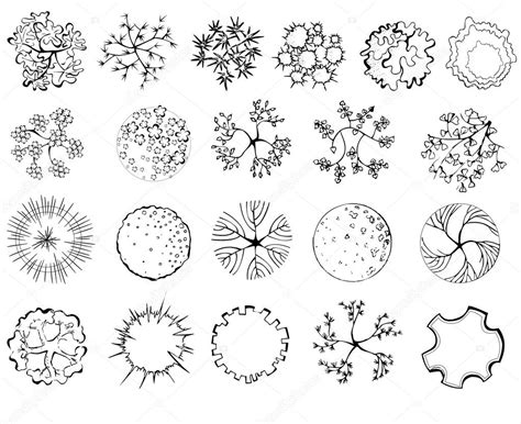 A Set Of Treetop Symbols For Architectural Or Landscape Design Stock
