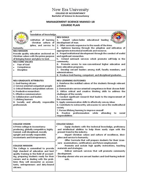 Management Science Course Syllabus Pdf Linear Programming Critical Thinking