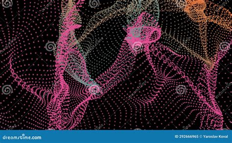 Energy Net Flows Dot Particle Lines Penetrating Fog Neon Lights