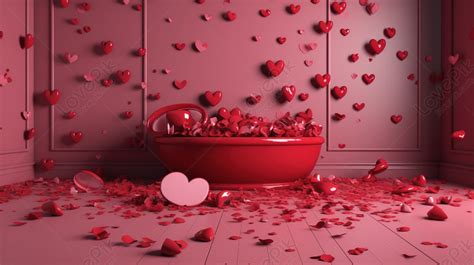 발렌타인데이의 꿈 제품 배치에 이상적인 로맨틱한 3d 렌더링 무대 발렌타인 데이 배경 다이 배경 사진관 배경 이미지