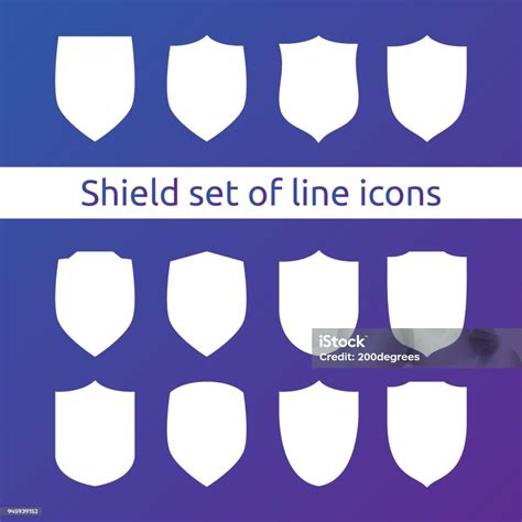 Vetores De Ícone Do Símbolo Escudo Logotipo Definido Com O Estilo De
