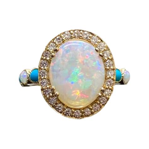 18K Rose Gold Halo Diamond Marquise Turquoise Australian Opal
