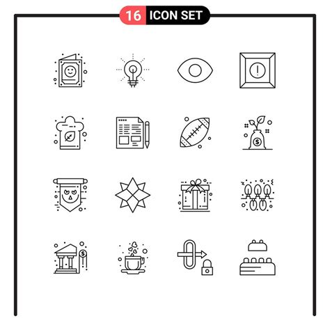 16 User Interface Outline Pack Of Modern Signs And Symbols Of Hat Cook Insight Warning Box