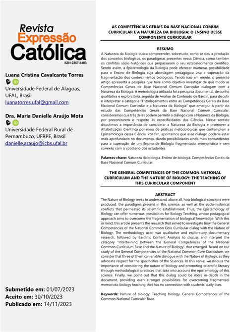 Pdf As CompetÊncias Gerais Da Base Nacional Comum Curricular E A
